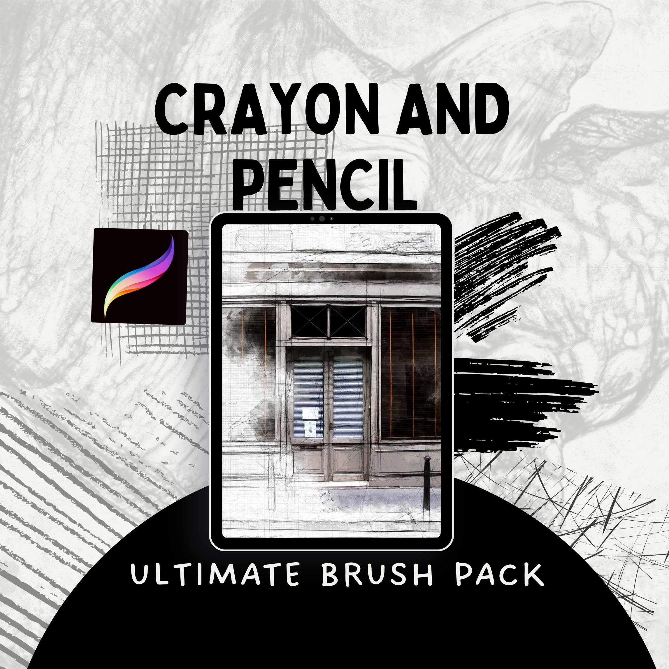 20 Ultimate Crayon and Pencil Brush Pack, DIGITAL BRUSHES, Boho ...