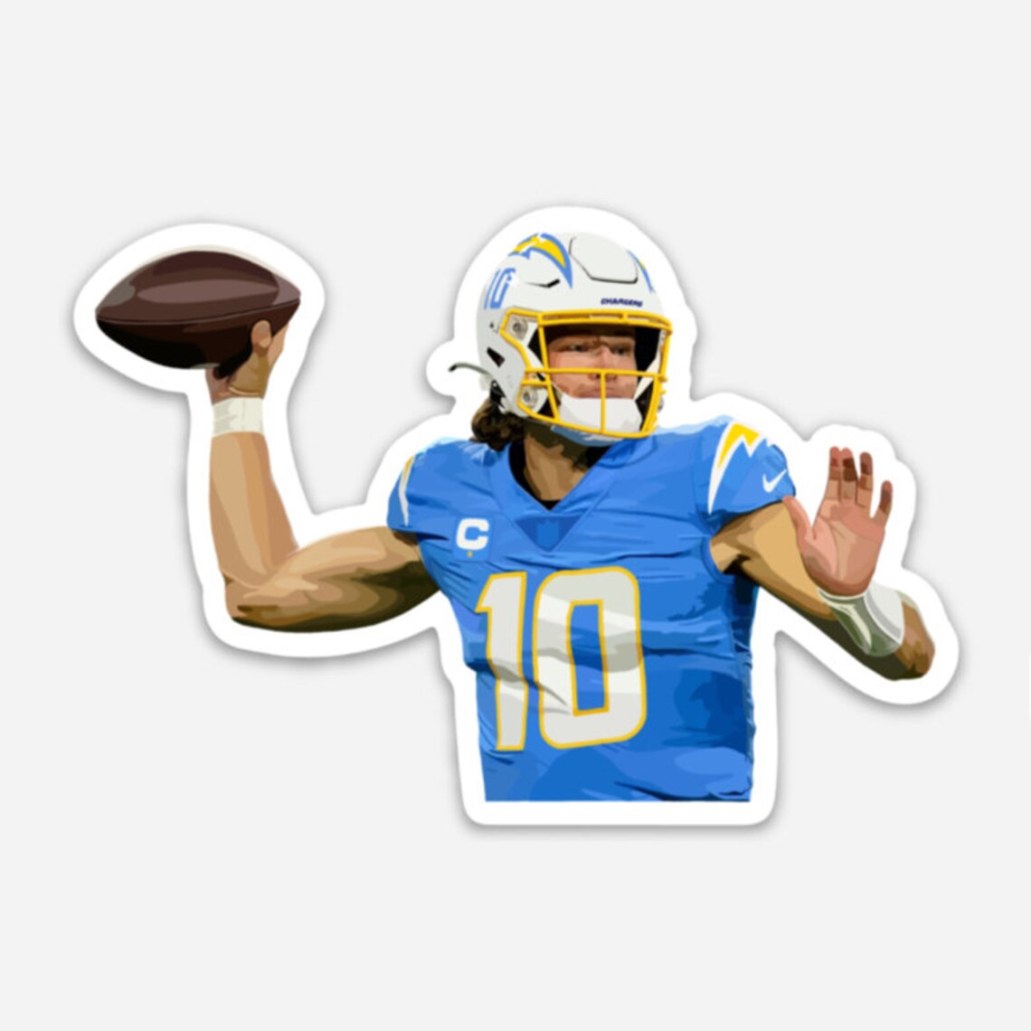 Justin Herbert Los Angeles Chargers Vinyl Sticker Throw white - Etsy