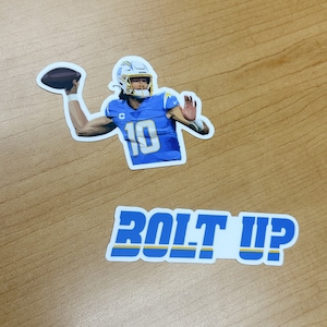 Justin Herbert Los Angeles Chargers Vinyl Sticker Throw (white Border ...