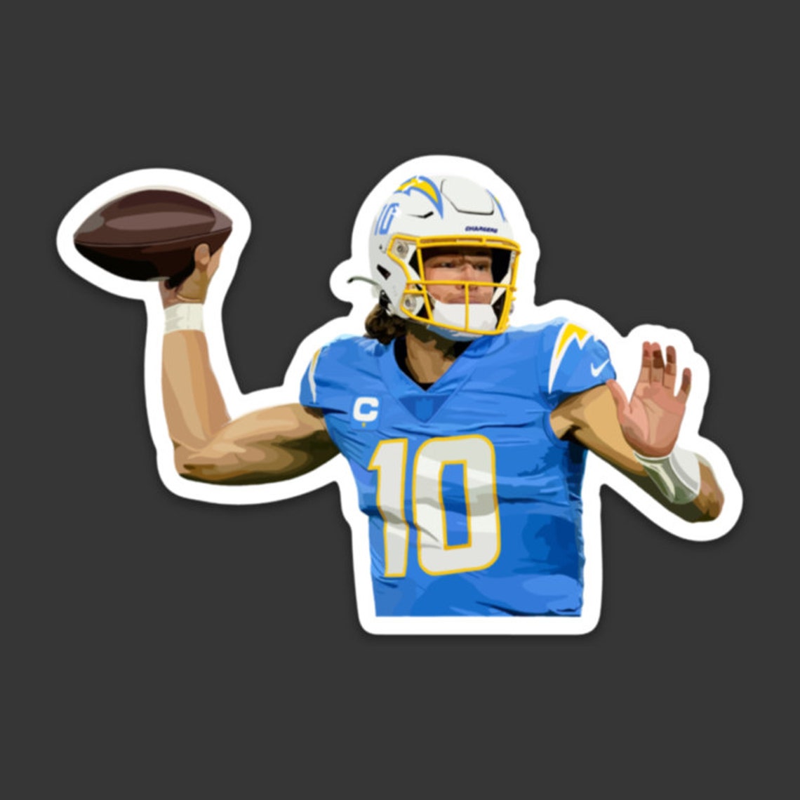 Justin Herbert Los Angeles Chargers Vinyl Sticker Throw white - Etsy