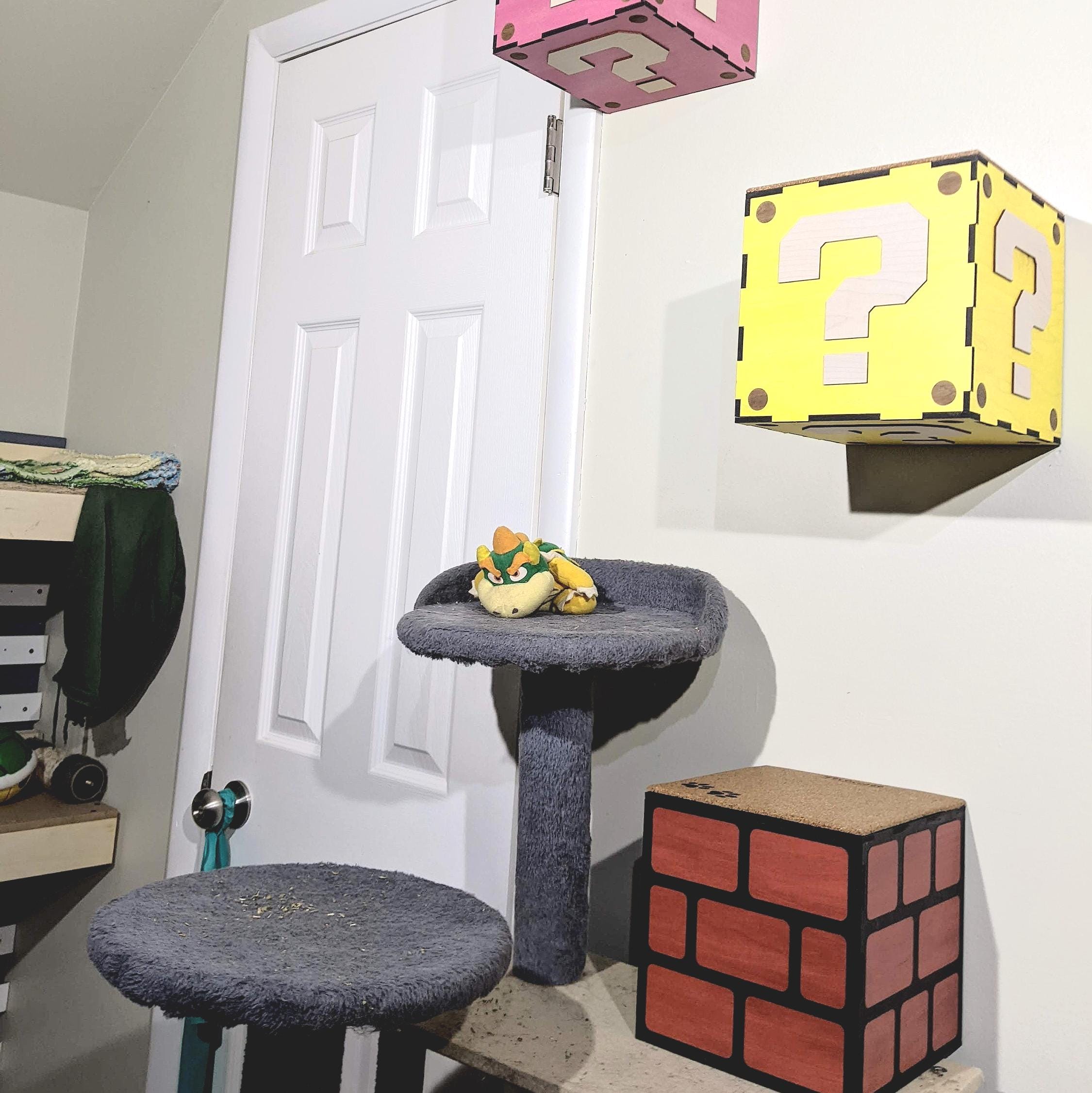 Mario Cat Wall: Brick & Question Block Floating Shelf System 3 Block ...