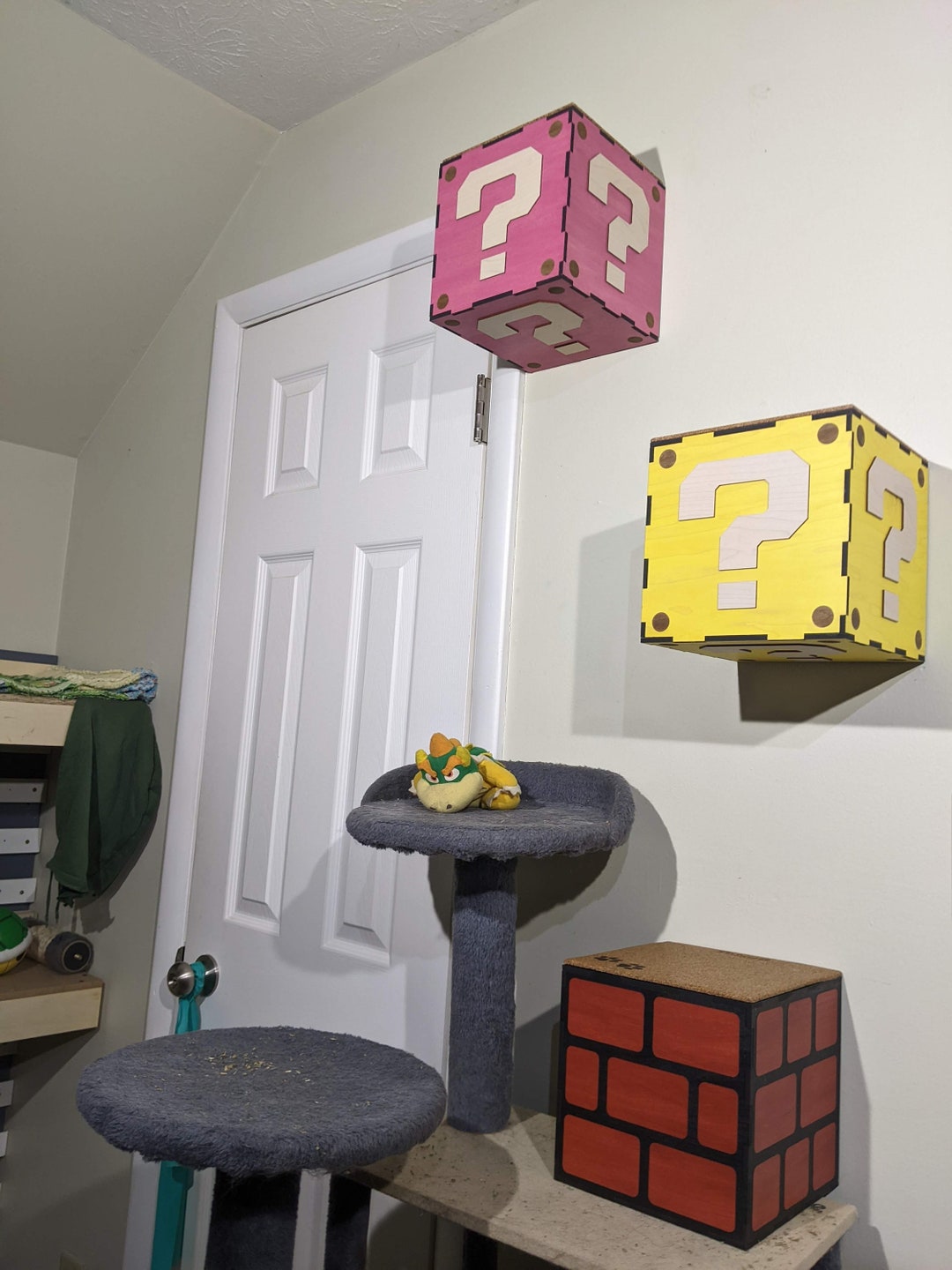 Mario Block - Cat Wall - Floating Shelf - Mario Brick, Question Box ...