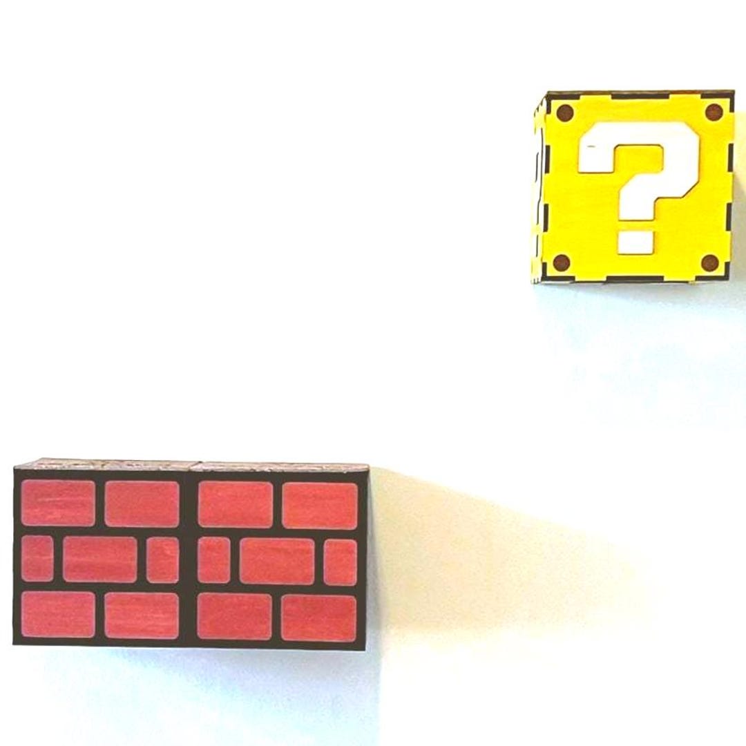 Mario Cat Wall: Brick & Question Block Floating Shelf System 3 Block ...