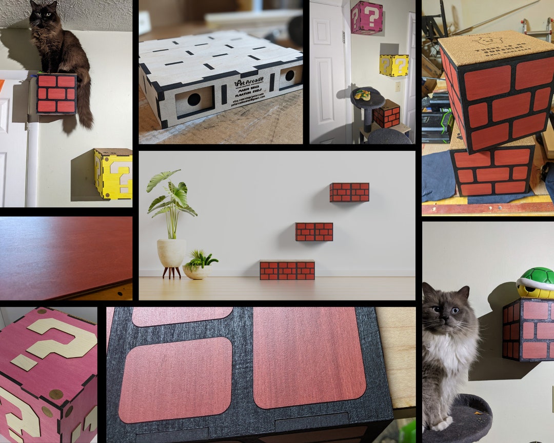 Super Mario Block Cat Wall Floating Shelf System Mario Brick, Question ...