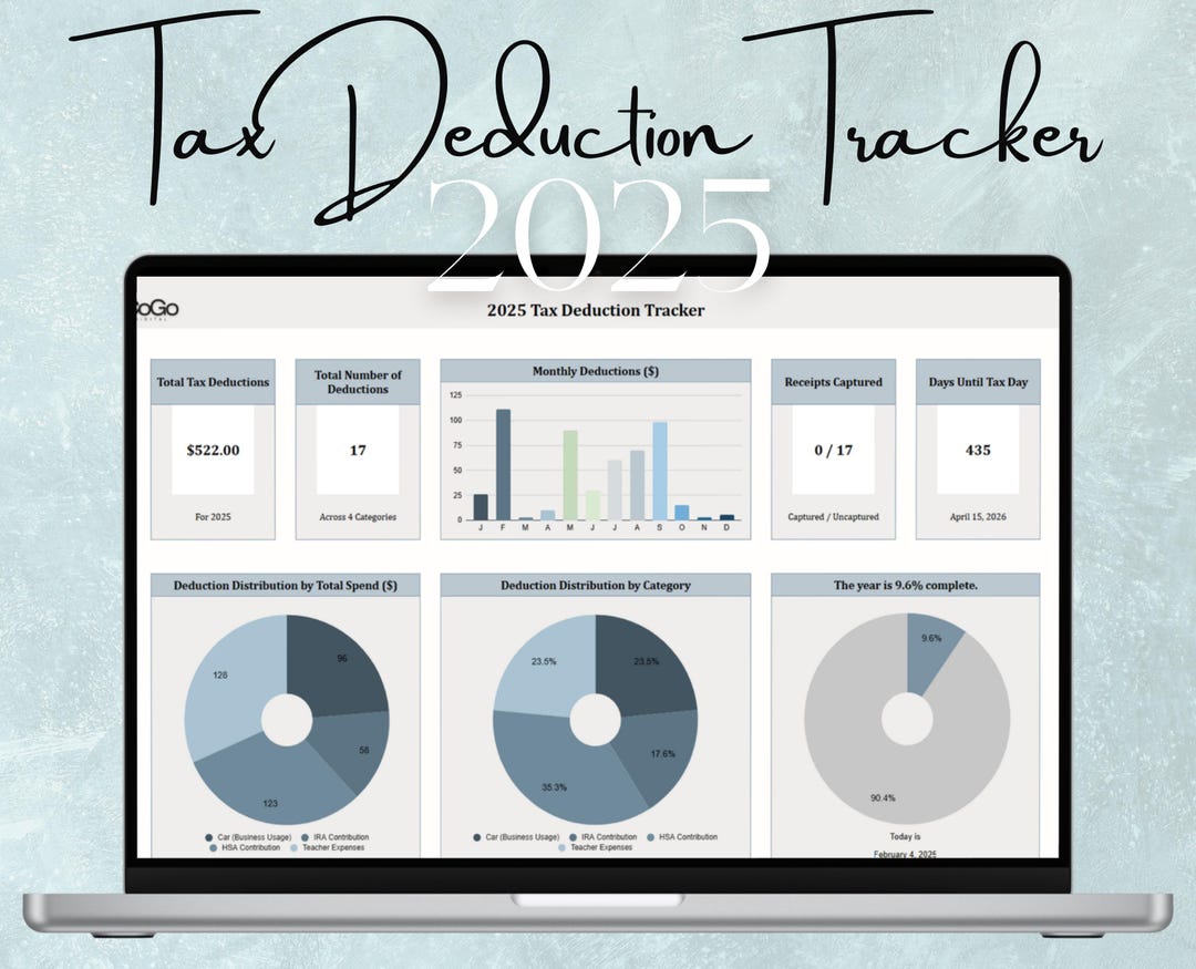 Tax Deduction Tracker | 2025 Spreadsheet Tax Write off | Small Business ...