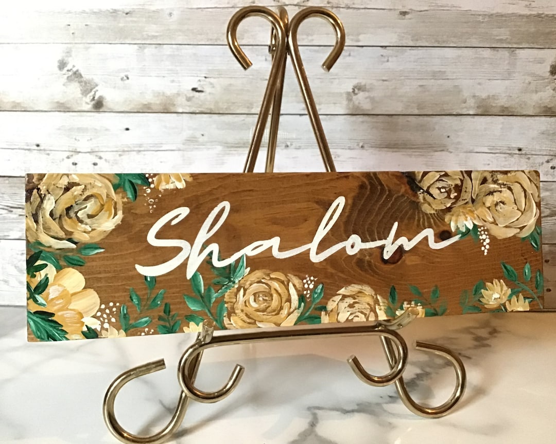 Shalom Hand Painted Floral Wood Sign-hebrew Word for Peace, Judaeo ...