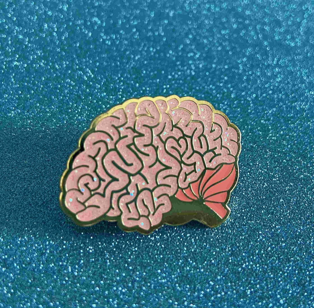 Glitter Brain Pin, Anatomical Brain Enamel Pin, Neurology Gift ...