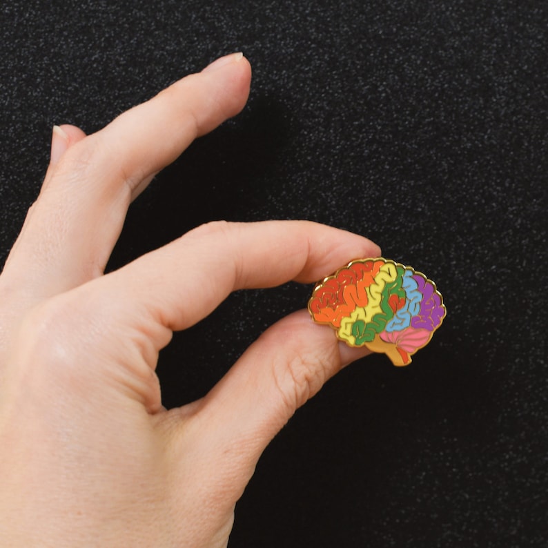 Rainbow Brain Pin, Neurodiversity Pride Hard Enamel Pin, Autistic Pin ...