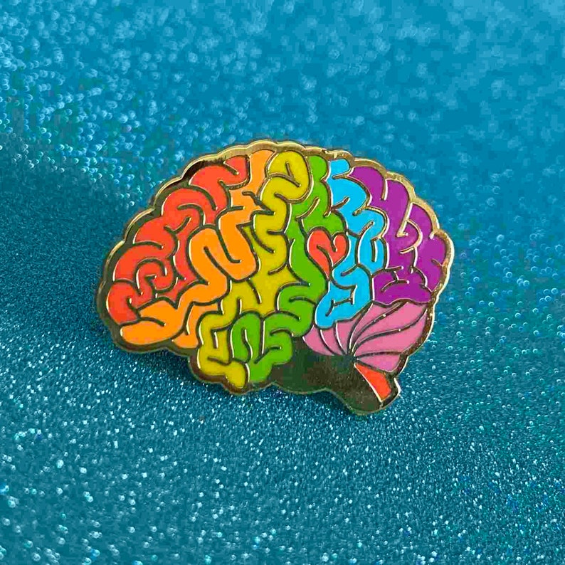 Rainbow Brain Pin, Neurodiversity Pride Hard Enamel Pin, Autistic Pin ...