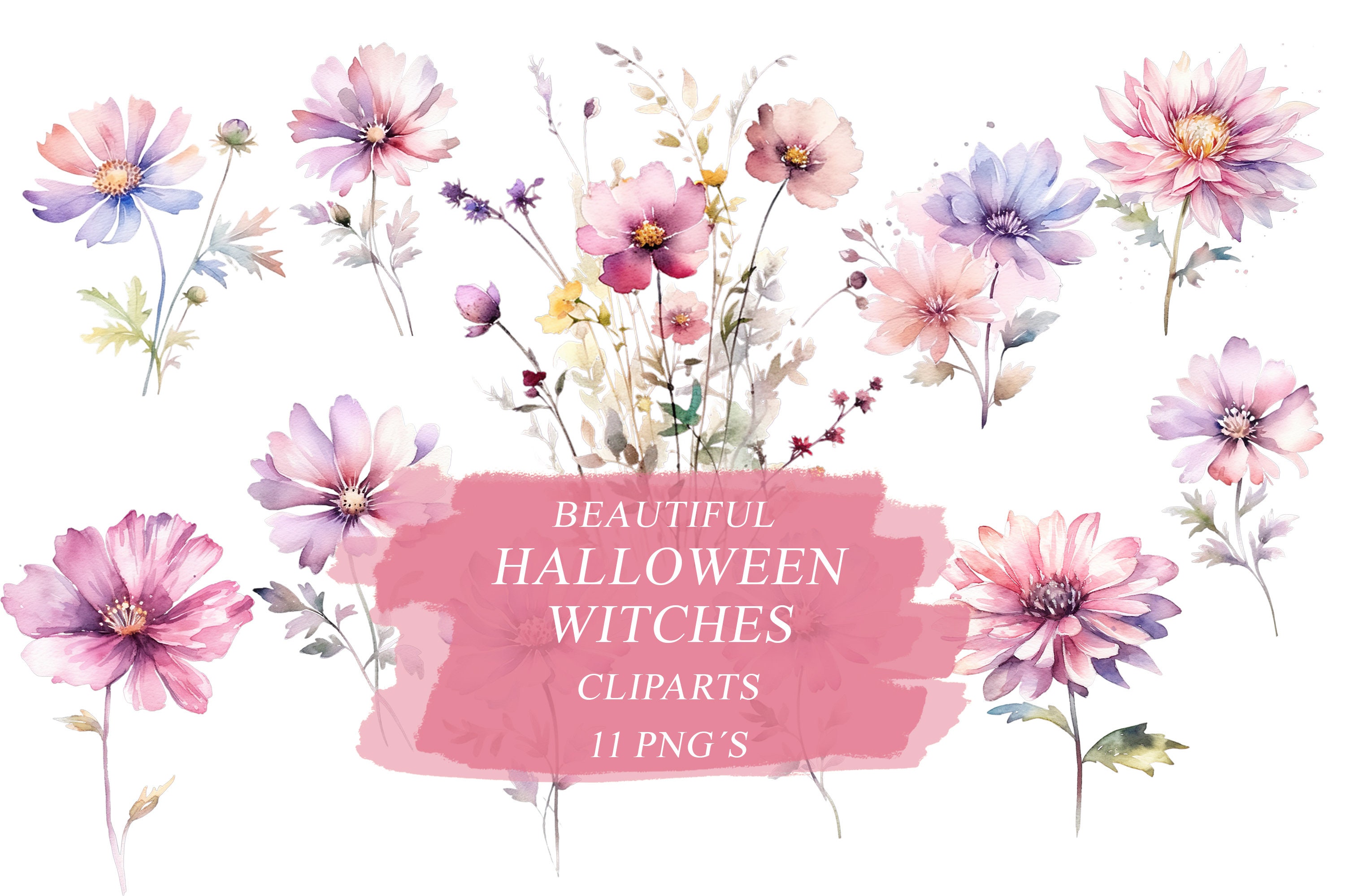 Watercolor Flowers Clipart Set / Watercolor Flowers / PNG / - Etsy