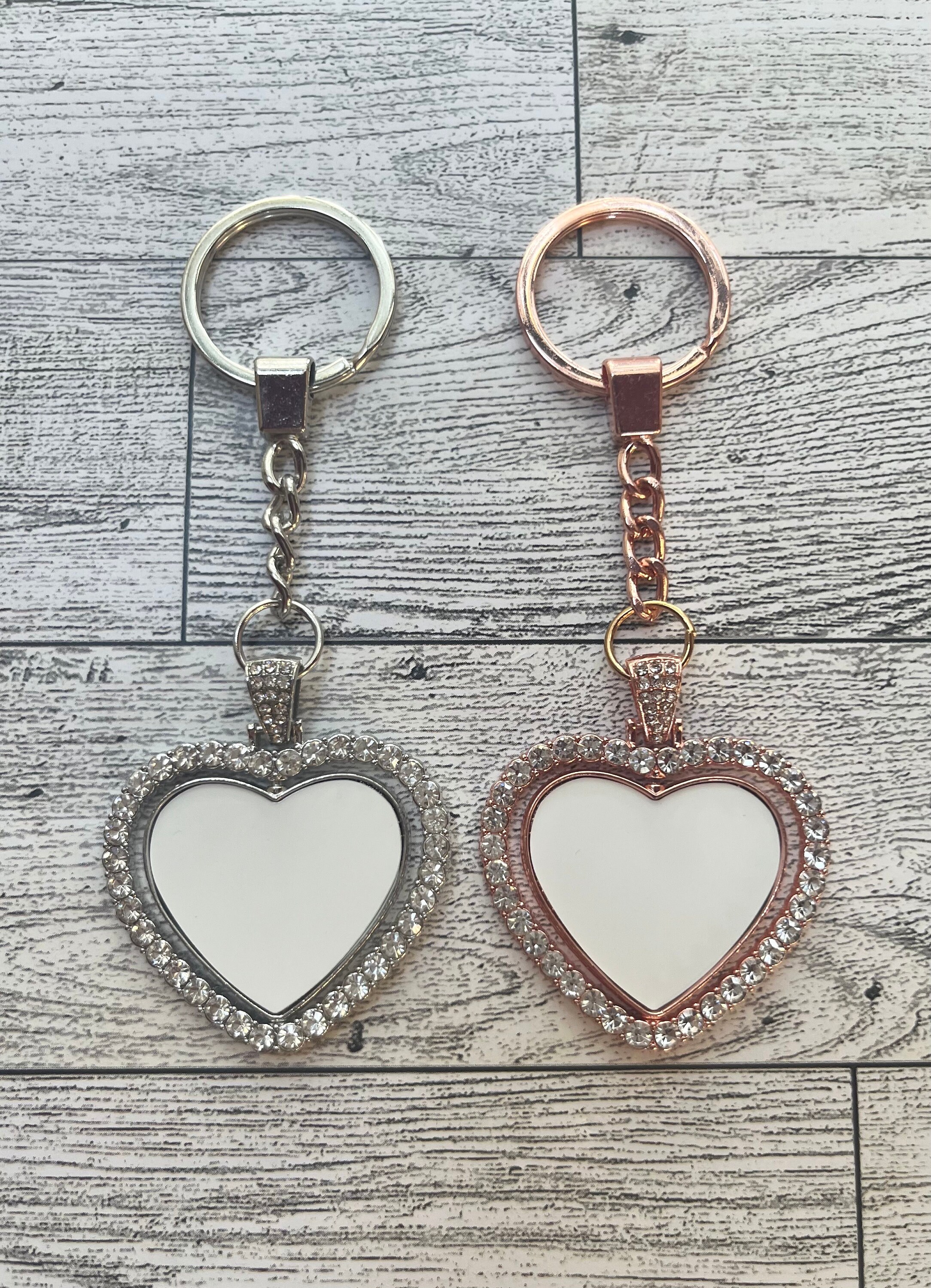 Personalized Diamond Heart Keychain, Heart Keychain With Photo, Custom ...
