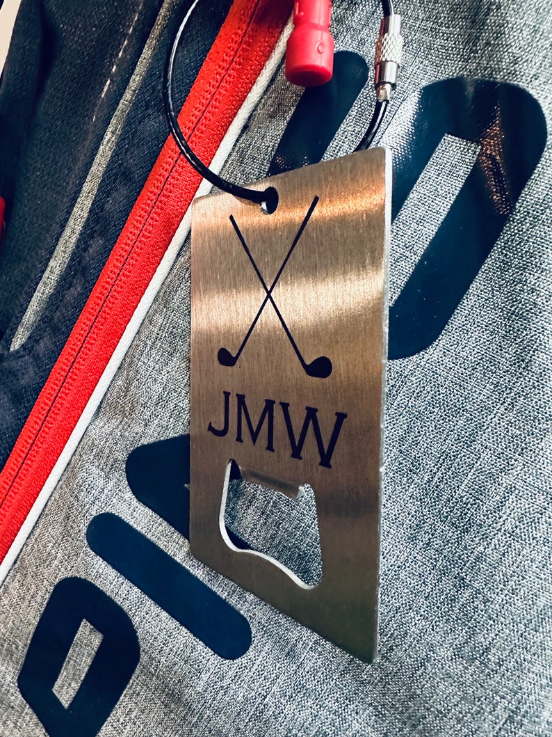 Bottle Opener Golf Bag Tag Personalized Clubs Initials - Etsy