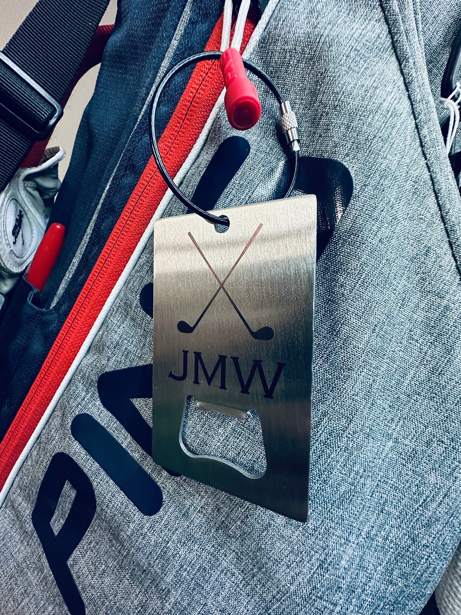 Bottle Opener Golf Bag Tag - Personalized - Clubs Initials - Custom ...