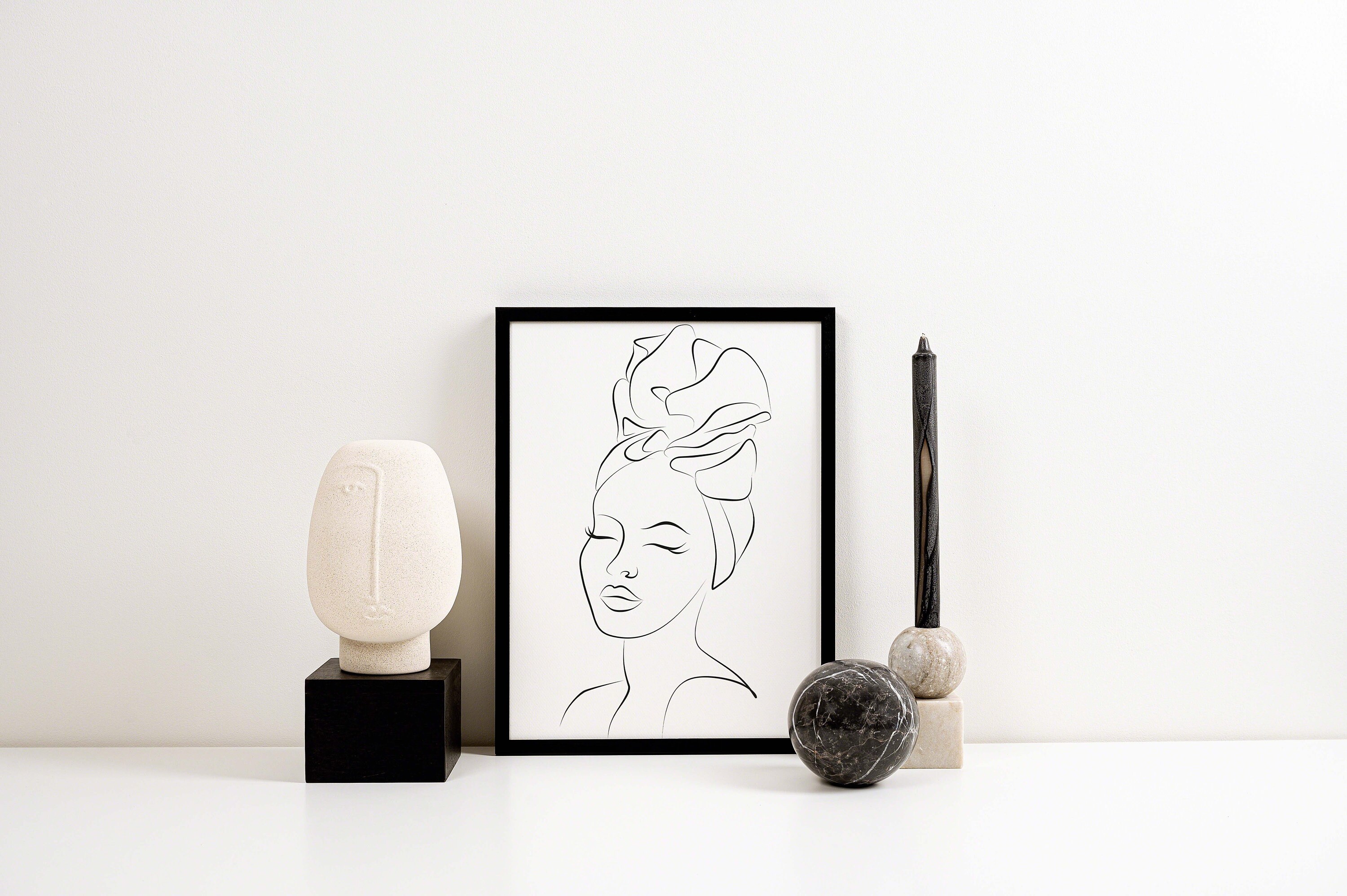 Black Woman Face Line Drawingfemale Face Line Artsingle Line - Etsy