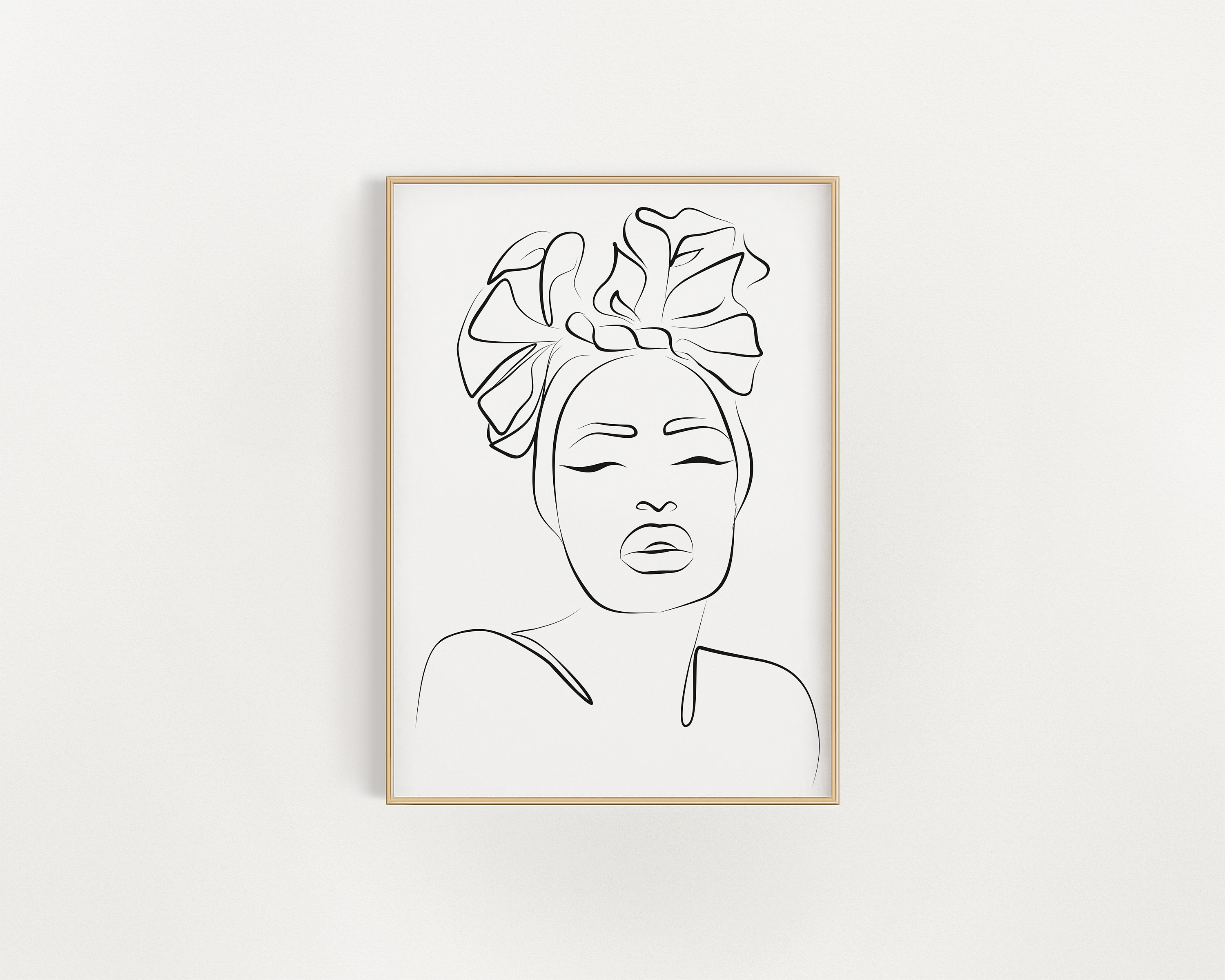 Black Woman Turban Portrait Line Drawing Black Woman Wall - Etsy