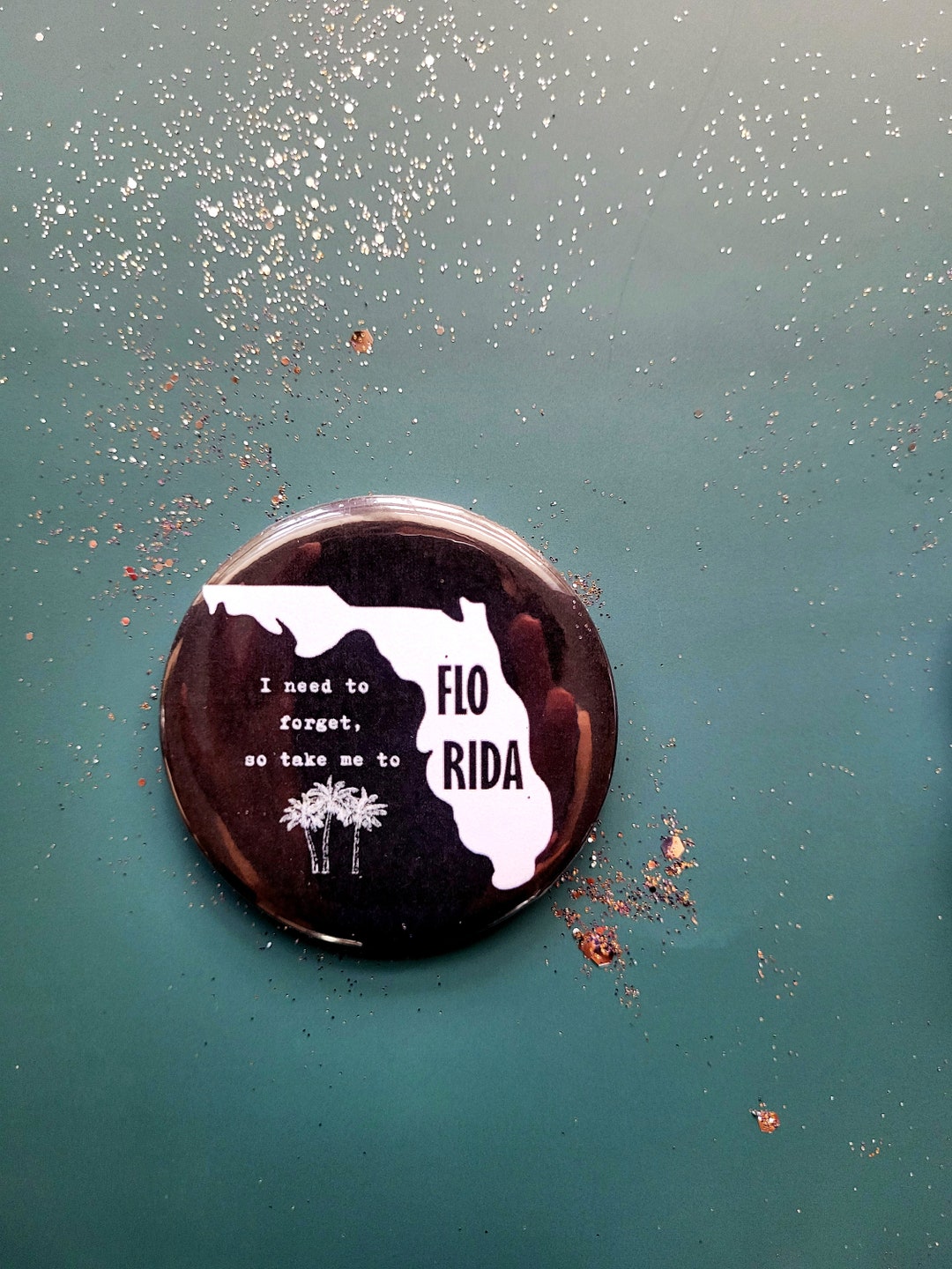 Florida Pin Button With Palm Trees - Etsy