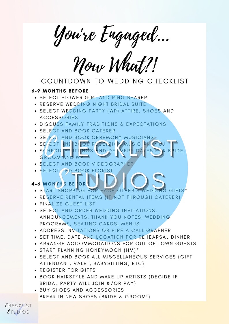 You're Engaged, Now What? Monthly Countdown Checklist - Etsy