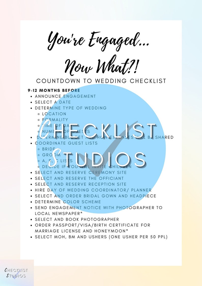 You're Engaged, Now What? Monthly Countdown Checklist - Etsy