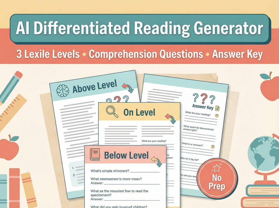AI Differentiated Reading Generator | Teacher Tool | 3 Lexile Levels ...