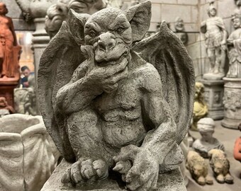 Winged Gargoyle Vampire Statue Concrete Monster Sculpture - Etsy