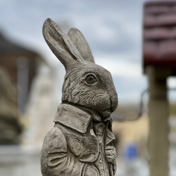 Concrete Hare Rabbit Garden Statue - Etsy