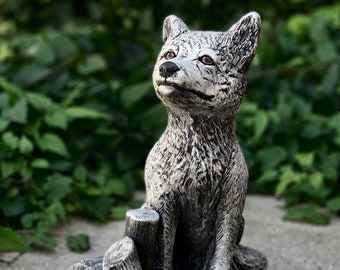 Cement Fox Garden Statue - Etsy