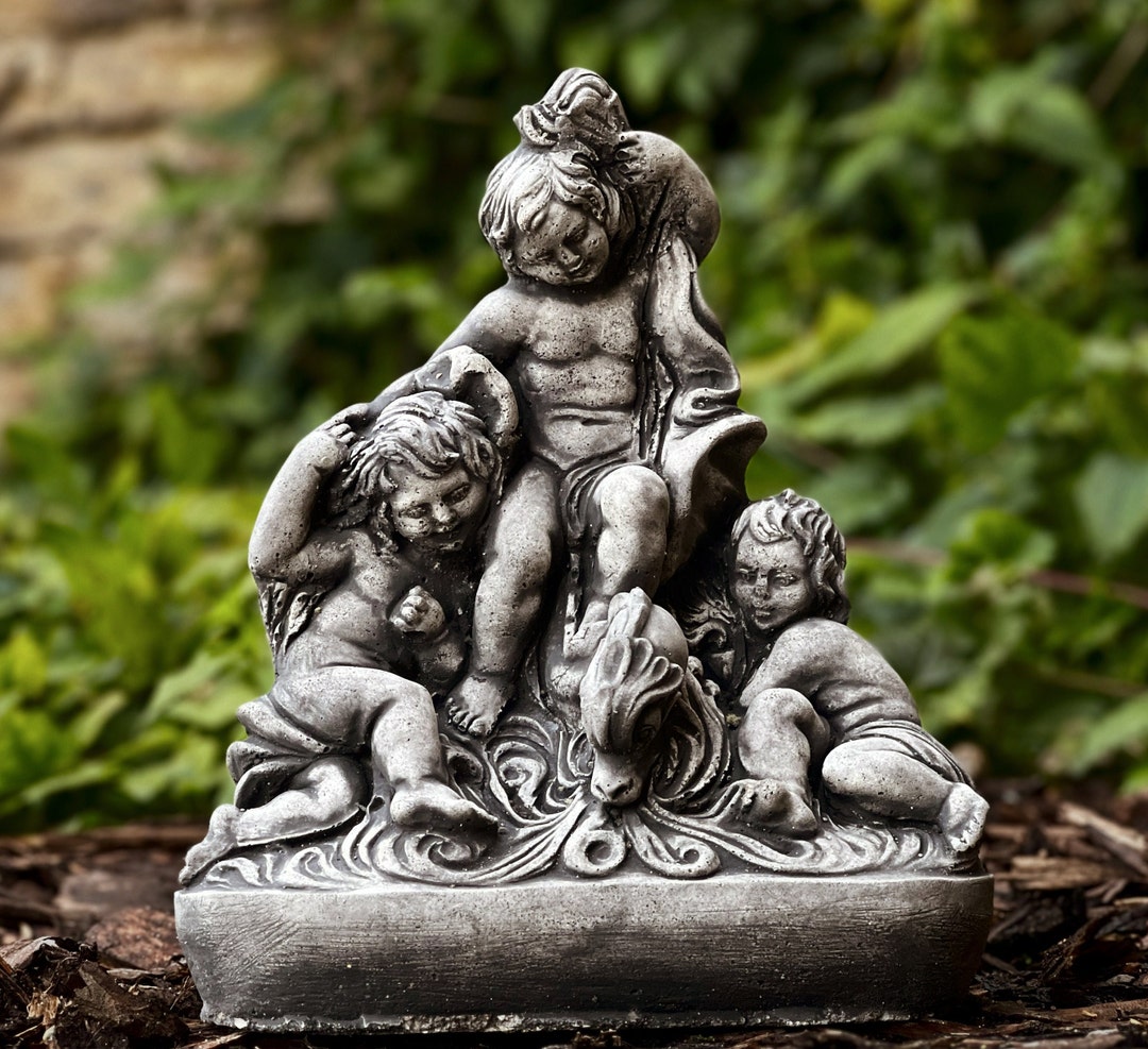 Baroque Baby Angels Sculpture Concrete Barocco Kids Statue Angels ...