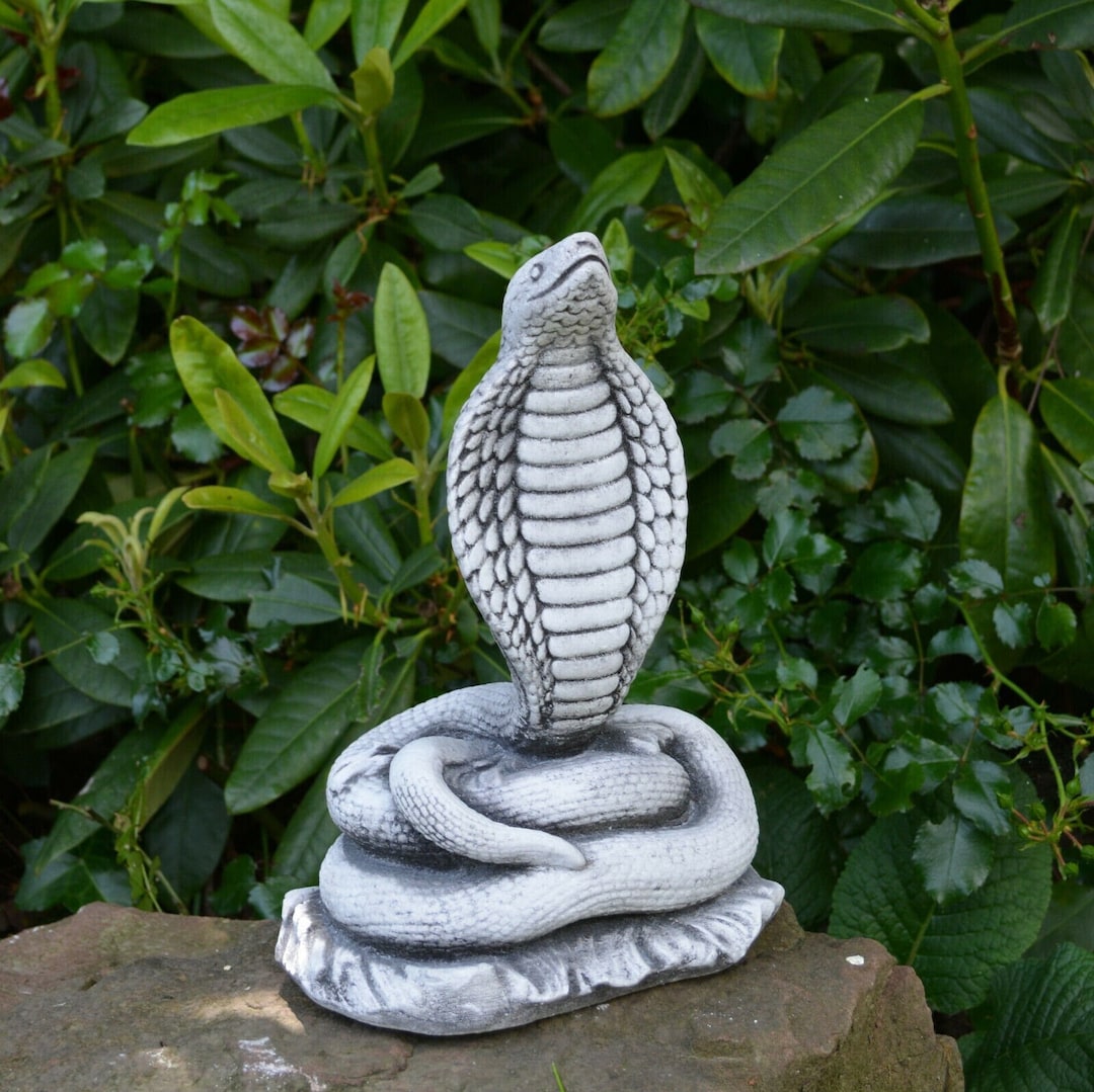 Concrete Snake Statue, Garden Python Ornament, Cement Cobra Sculpture ...
