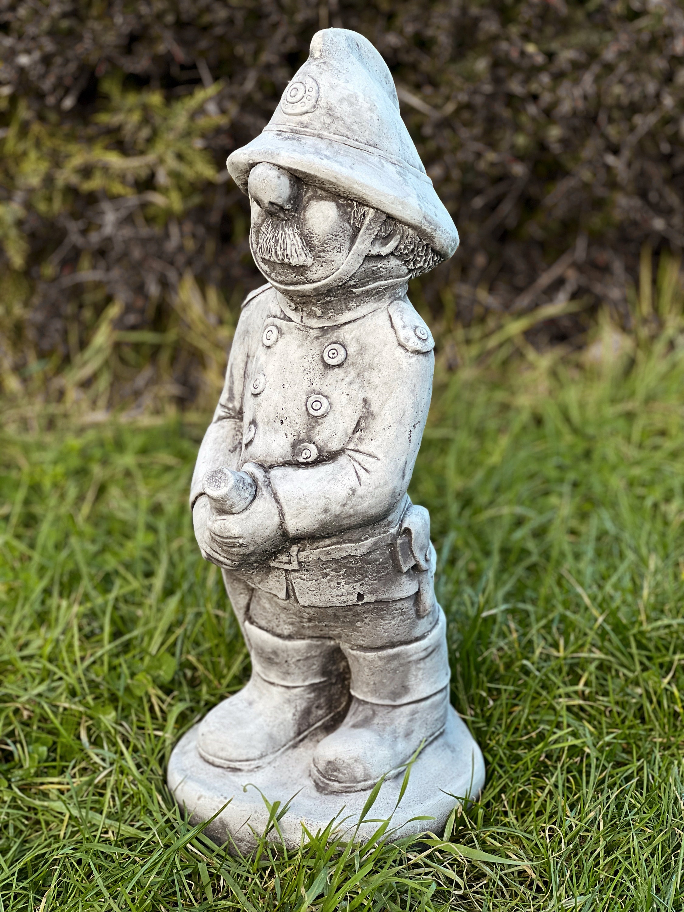 Stone Firefighter Statue Concrete Fireman Sculpture Garden Art - Etsy