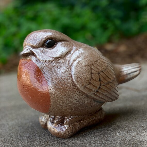 Fat Robin Sculpture Concrete Robin Bird Ornament Garden Robin - Etsy