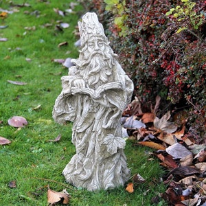 Wizard Statue Decor, Stone Garden Tree Wizard, Magician Statue for ...