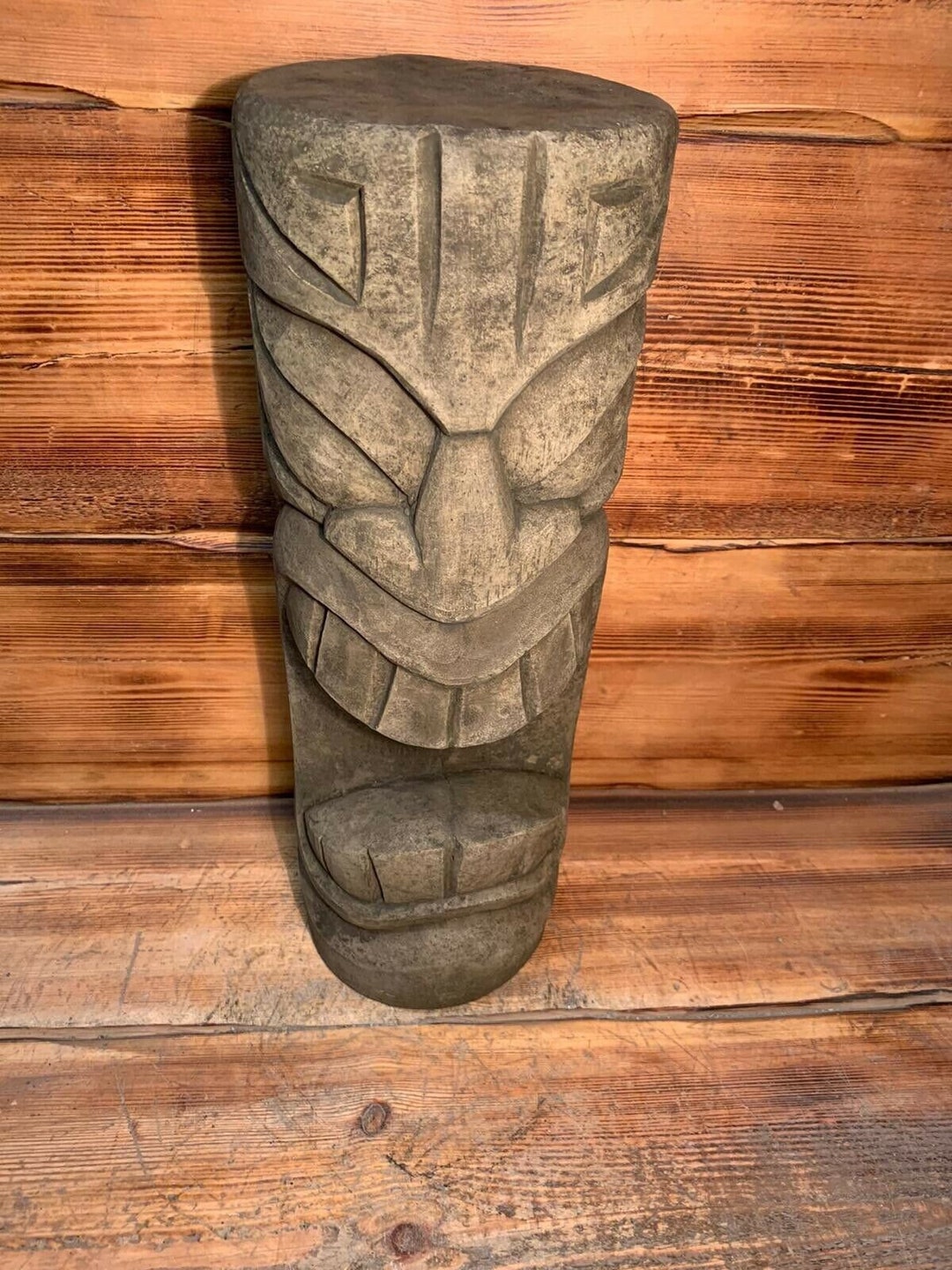 Tiki Totem Figurine Stone Island Head Figurine Concrete Totem Pole ...