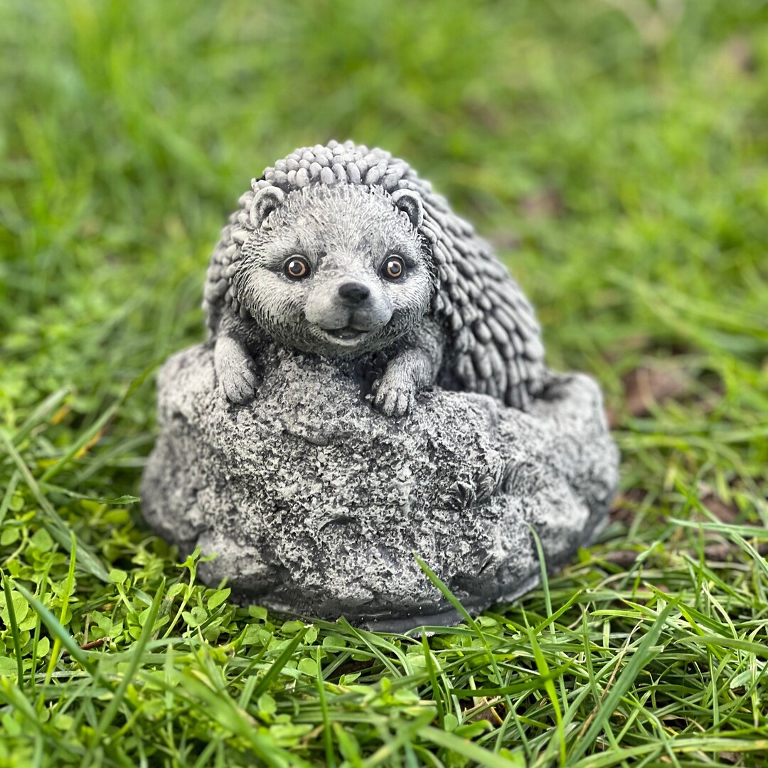 Hedgehog Garden Decor Concrete Animal Statue Outdoor Stone - Etsy