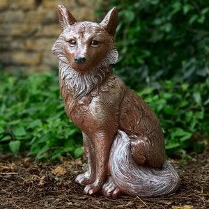 Vintage Fox Figurine Concrete Fox Statue Cement Fox Sculpture Outdoor ...