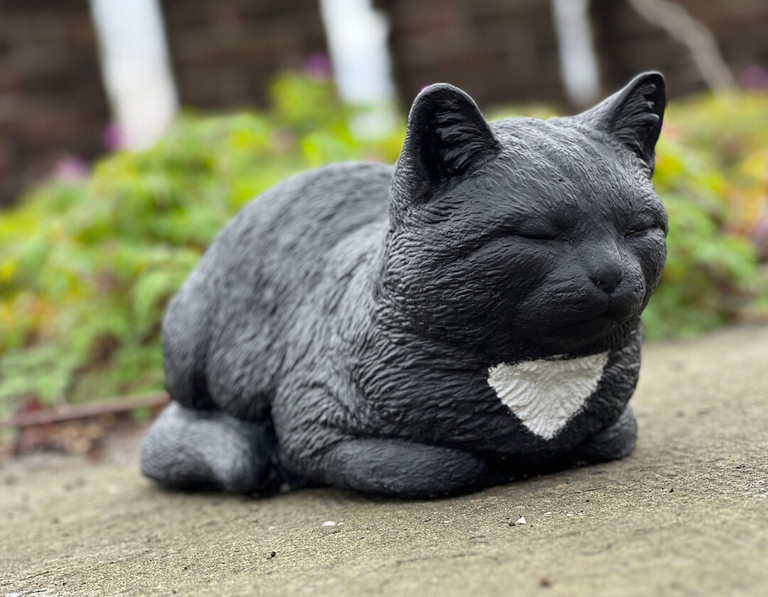 Black White Cat Statue Concrete Pet Memorial Outdoor Garden - Etsy