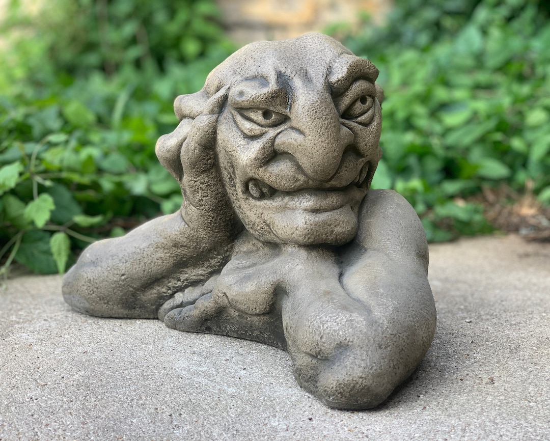 Angry Gargoyle Bust Stone Garden Gargoyle Large Guardian Sculpture ...