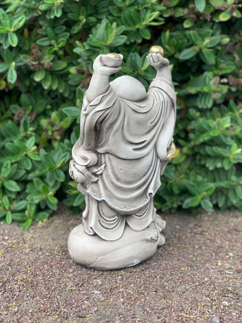 Happy Buddha Statue Stone Garden Buddha Ornament Smiling - Etsy