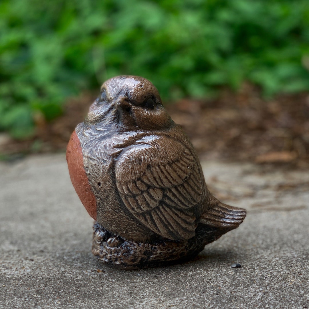 Handmade Fat Robin Statue Concrete Robin Ornament Cement Robin - Etsy