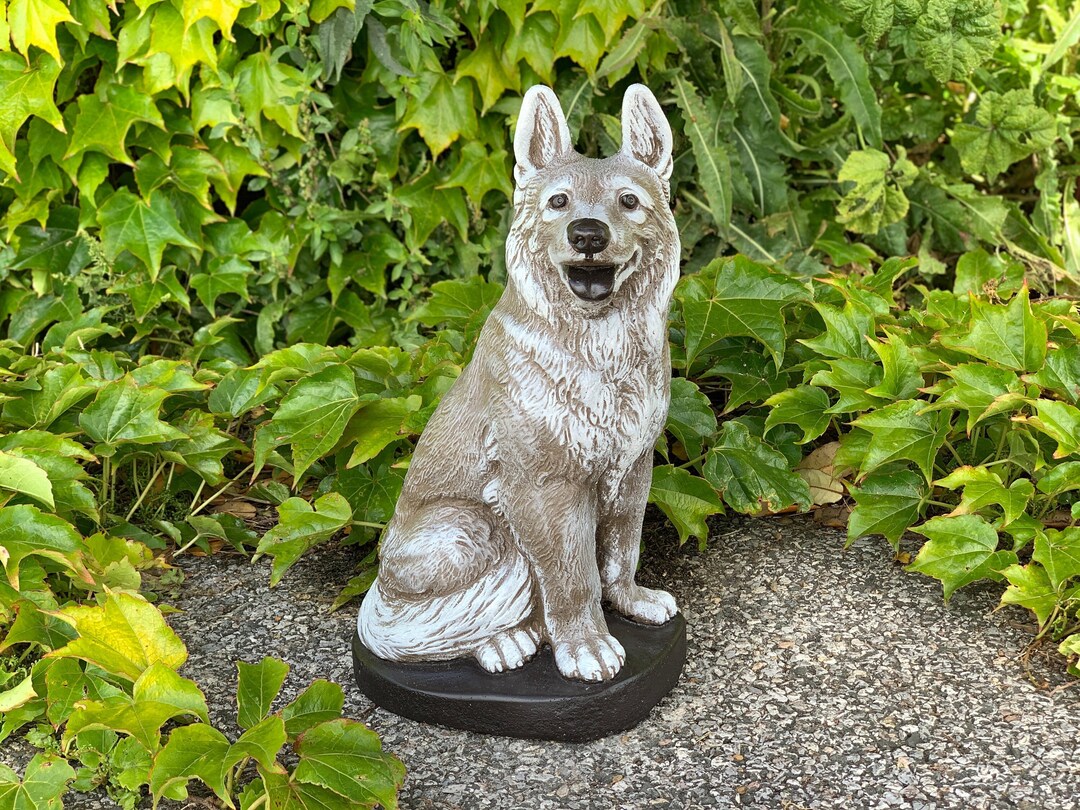 Sitting Dog Stone Statue, Memorial Dog Statue Ornament, Concrete German ...