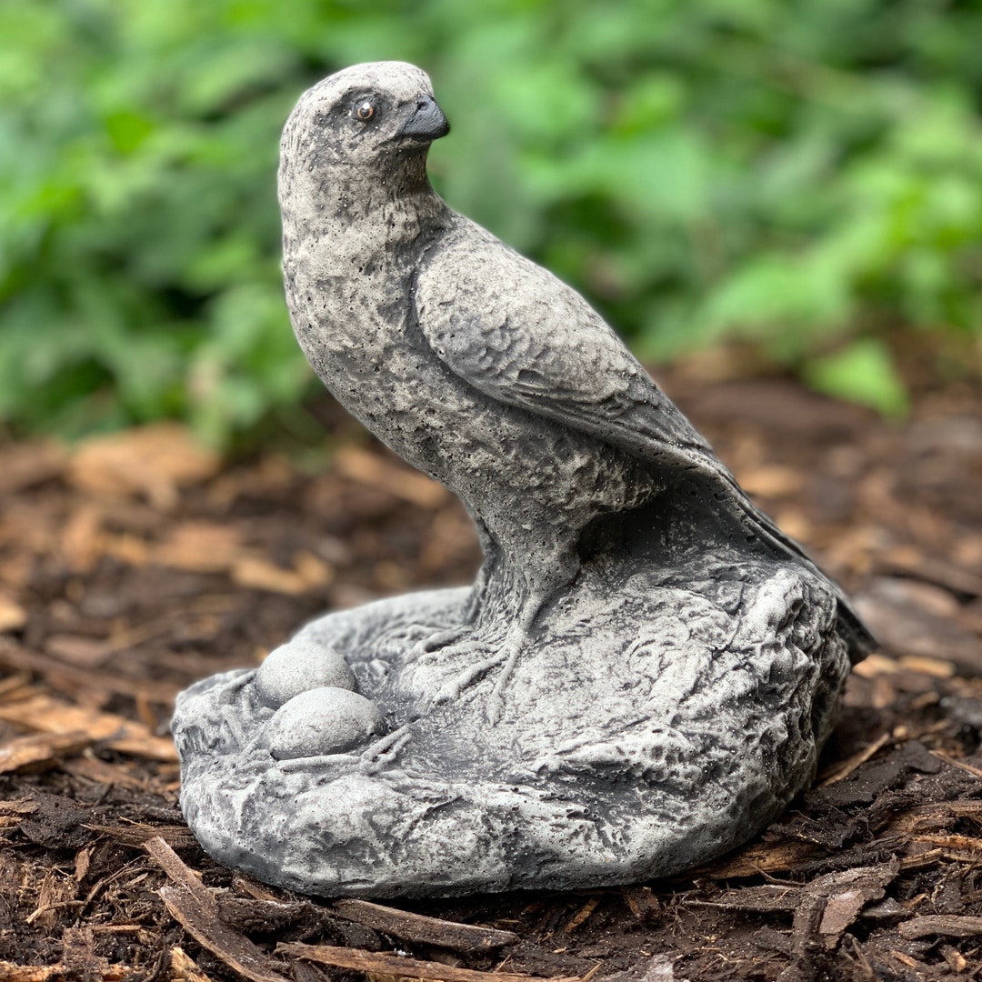 Stone Falcon Sculpture Outdoor Hawk Figurine Cement Bird Statue ...