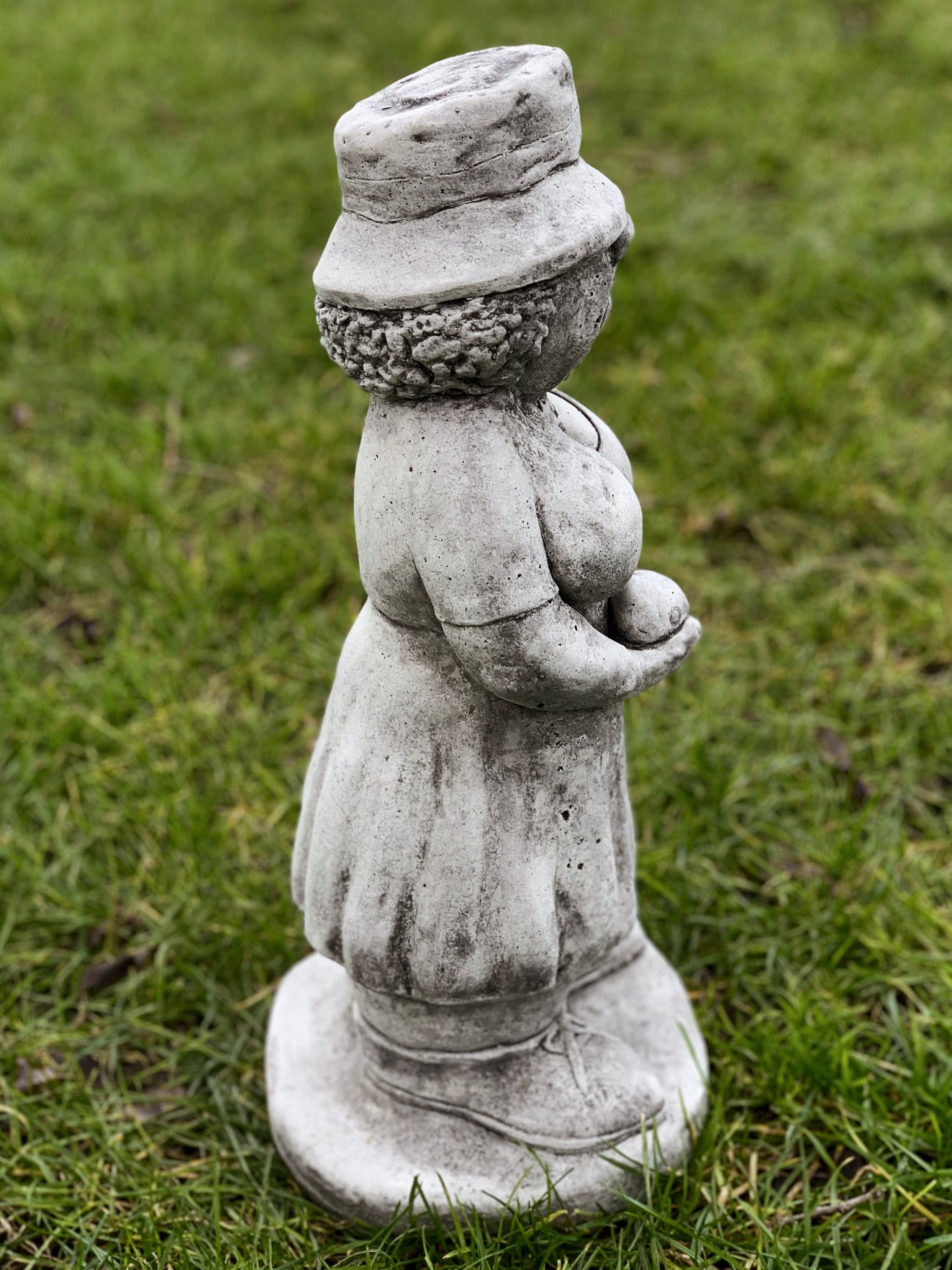Girl With a Ball Statue Concrete Woman Figurine Stone Female - Etsy