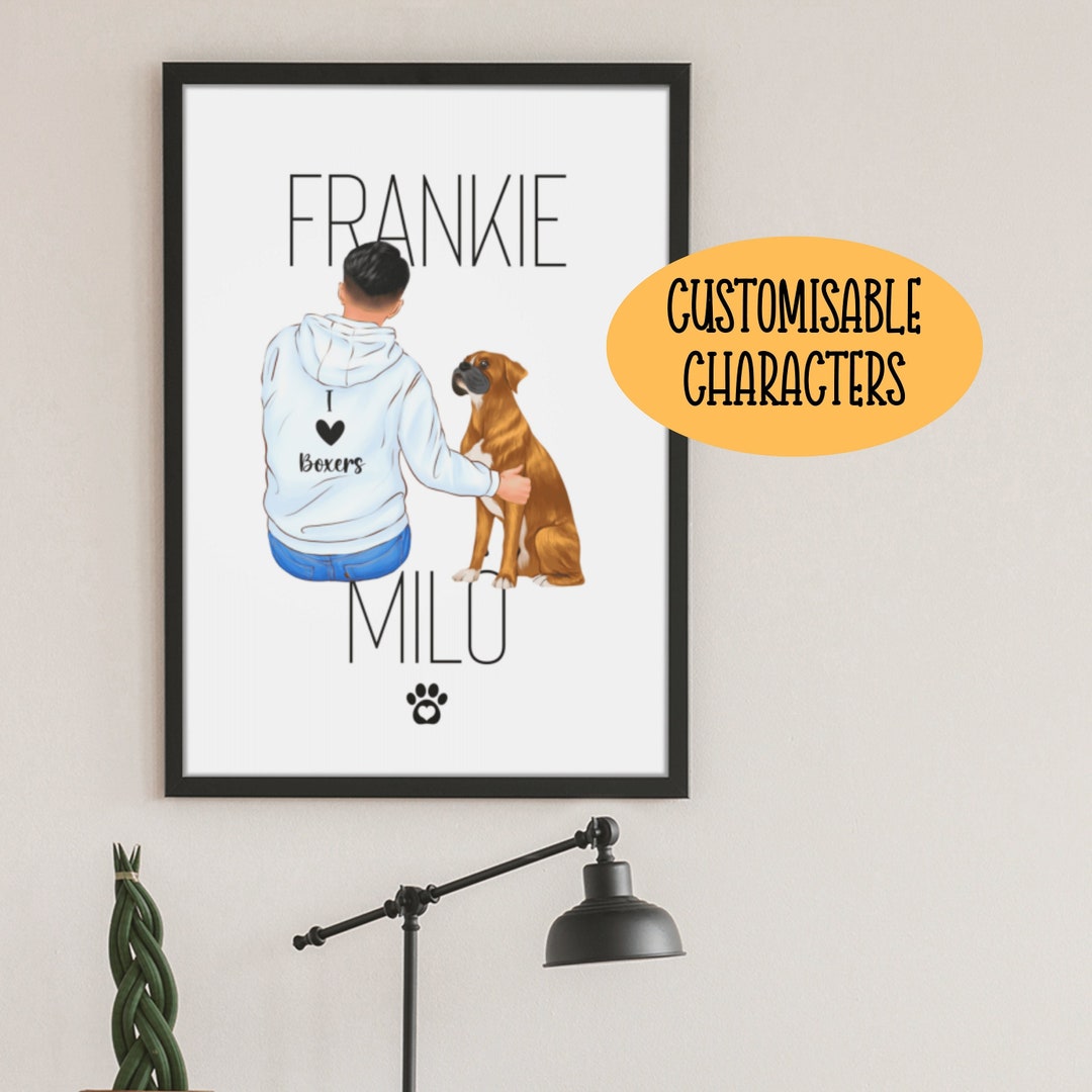 Boxer Dog Poster Boxer Dog Print Boxer Dog Dad Gifts - Etsy