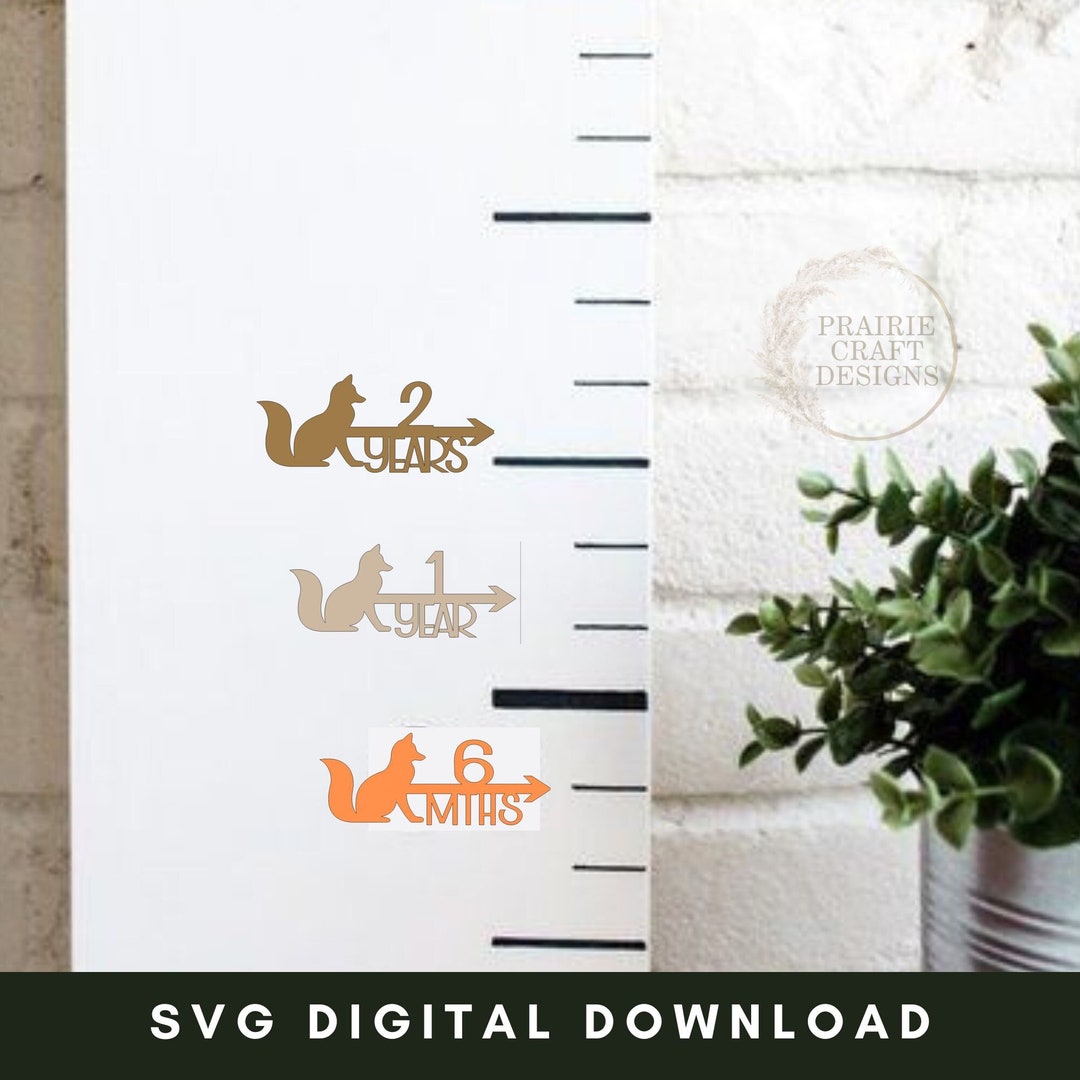 Digital Download Fox Growth Chart Height Marking Arrows SVG English ...