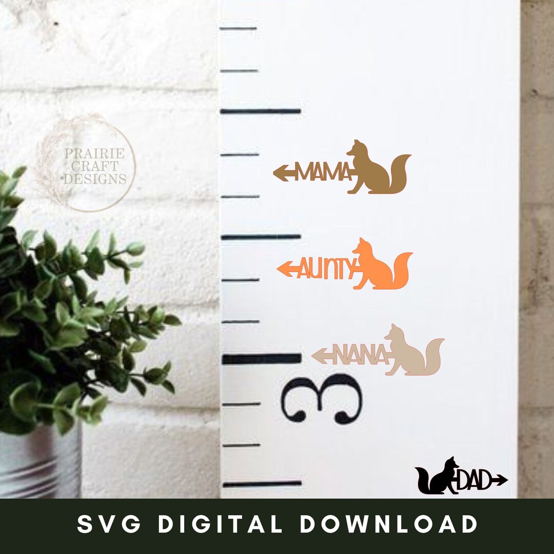Digital Download Fox Growth Chart Height Marking Arrows SVG Family ...