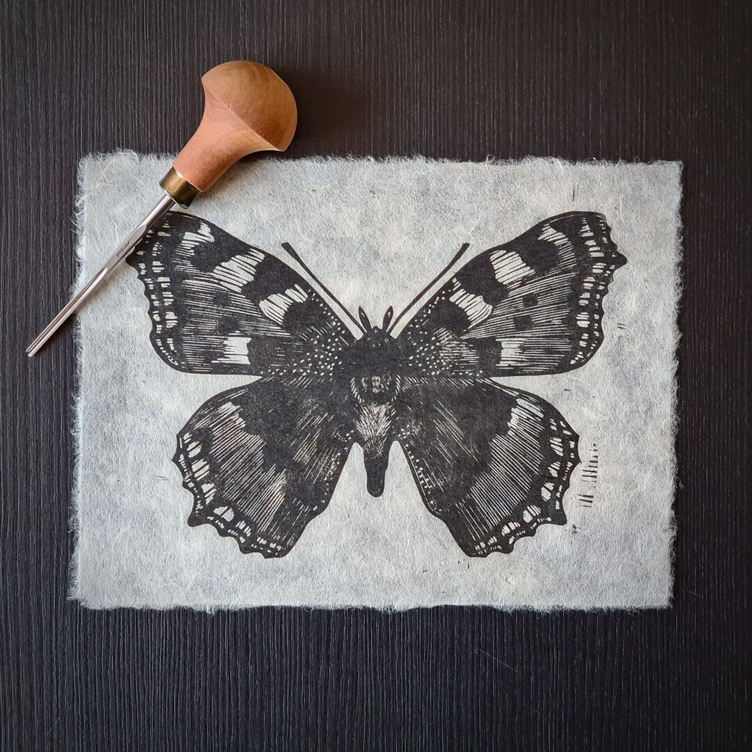 Tortoiseshell Butterfly - Original Handmade Linocut Print - Etsy