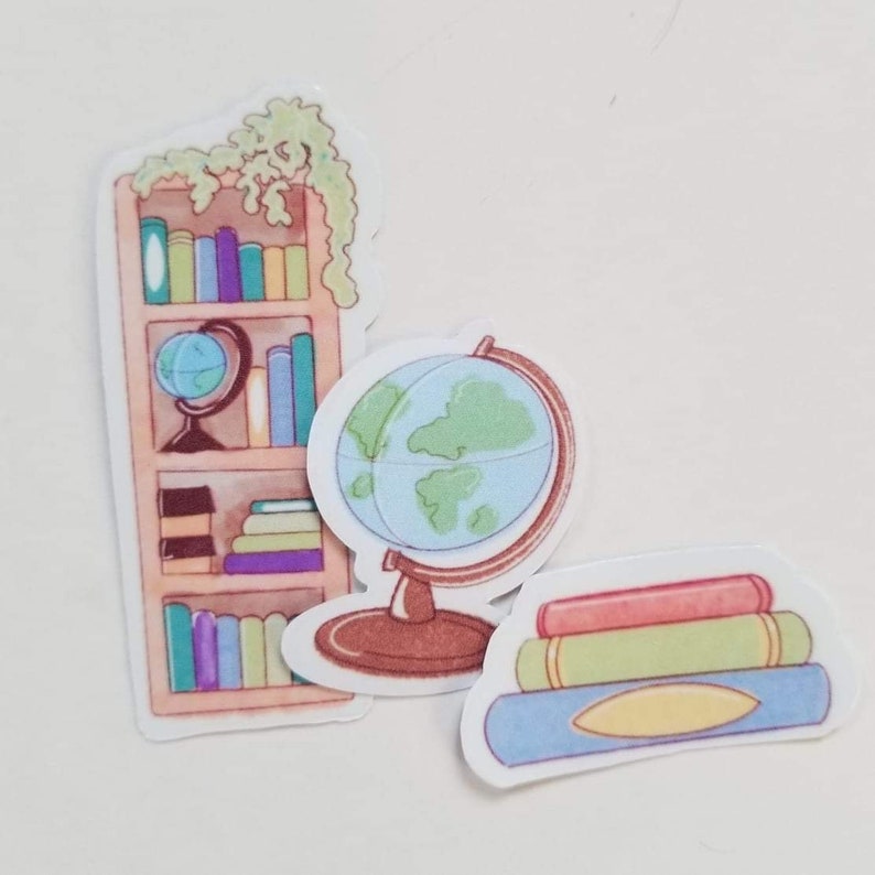 Academia Aesthetic Library Bookish Waterproof Stickers, Bookshelf ...