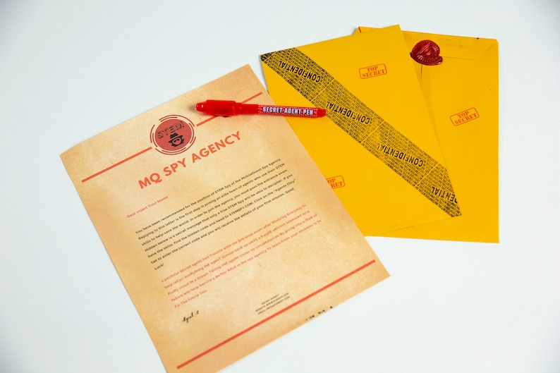 STEM Spy Field Kit Welcome Letter and Secret Agent Pen -6 Missions - Etsy