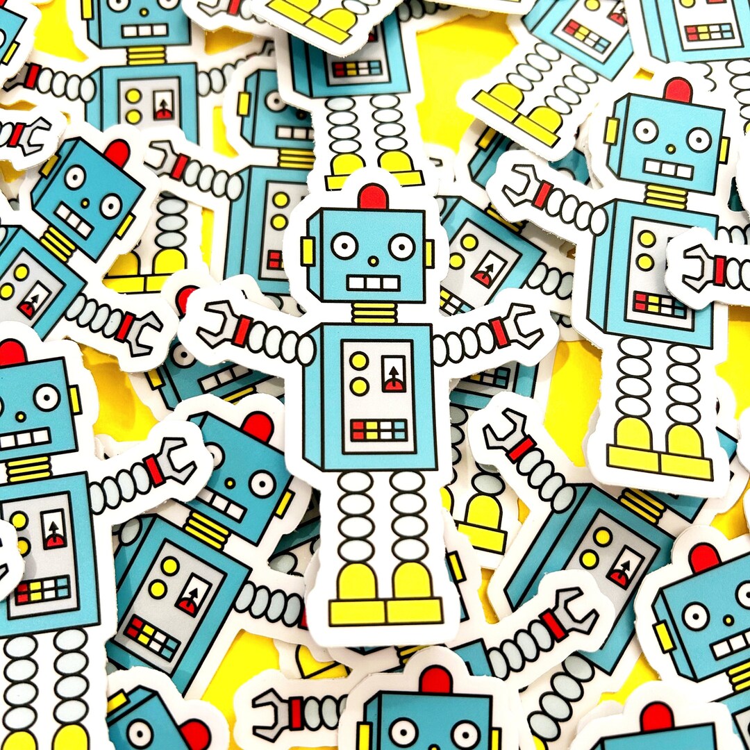 Robot | Die Cut, Vinyl Sticker (robot, Robot Gift, Robot Sticker, Robot ...