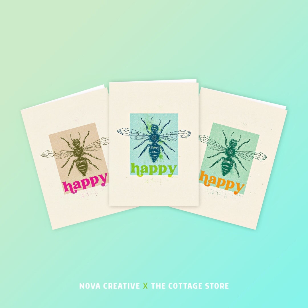 Bee Happy | Note Cards | Set of 6 With Envelopes (greeting Cards, Blank ...