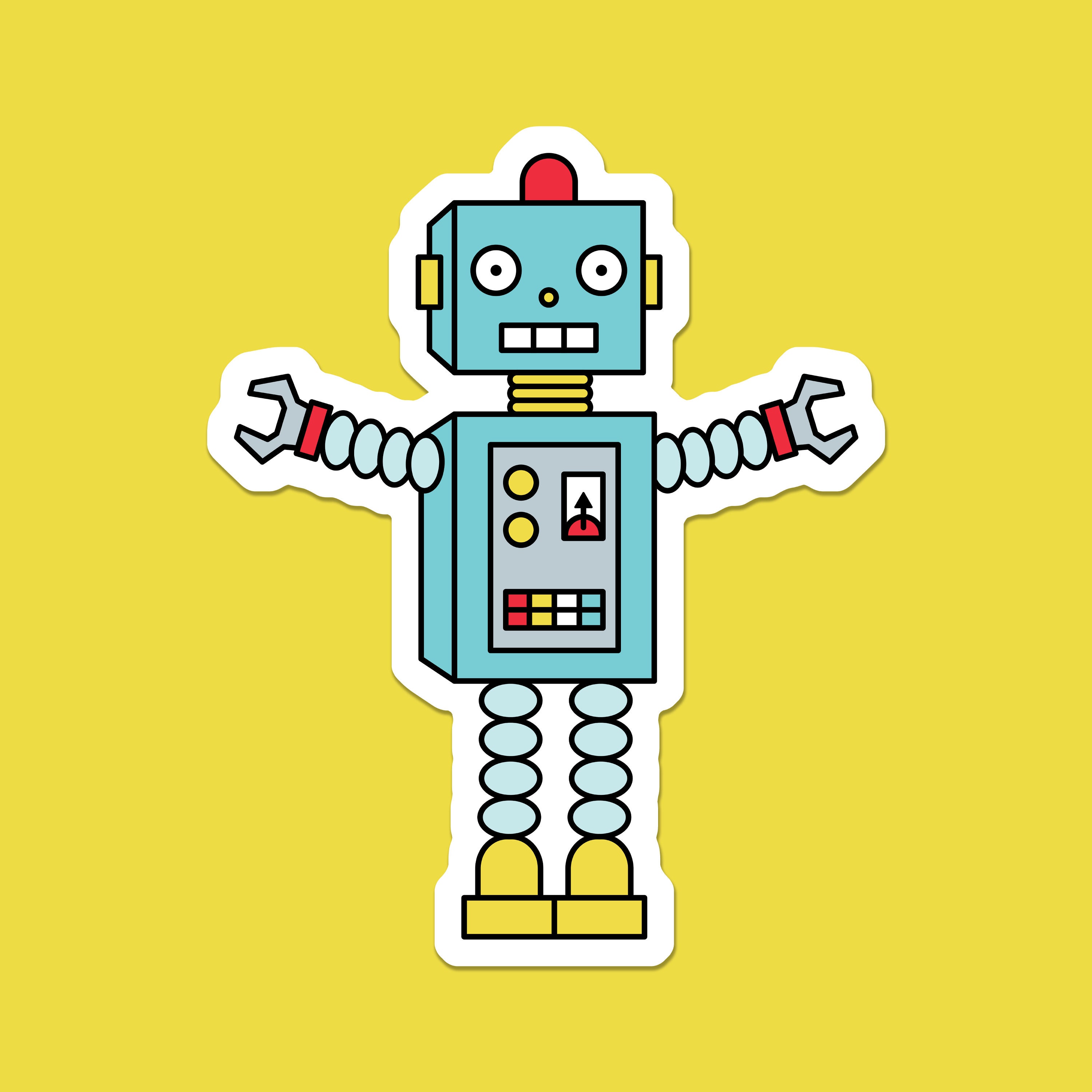 Robot | Die Cut, Vinyl Sticker (robot, Robot Gift, Robot Sticker, Robot ...
